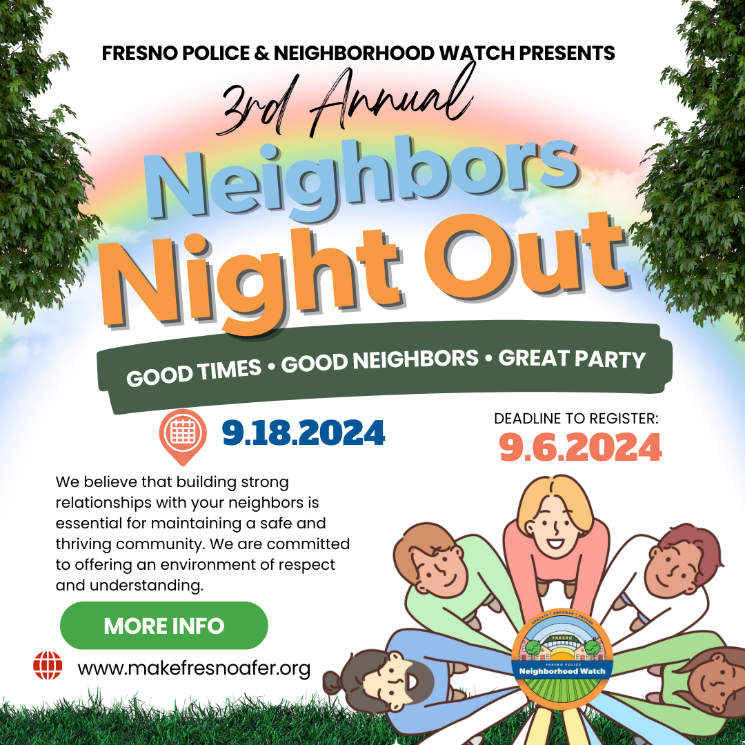 Save the Date: Neighbors Night Out - Fresno Police & Neighborhood Watch